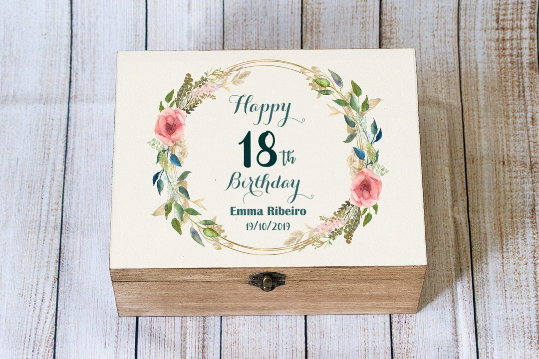 Happy 18th Birthday Keepsake Box, Personalised Memory Box, Custom ...