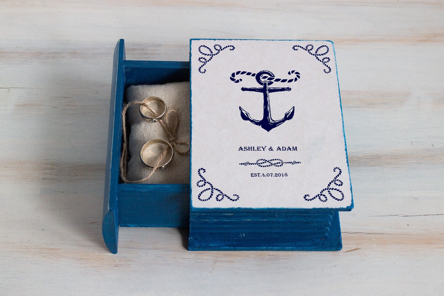 Beach Wedding Personalized Ring Box Sea Wedding Box Marine Wedding Ring ...