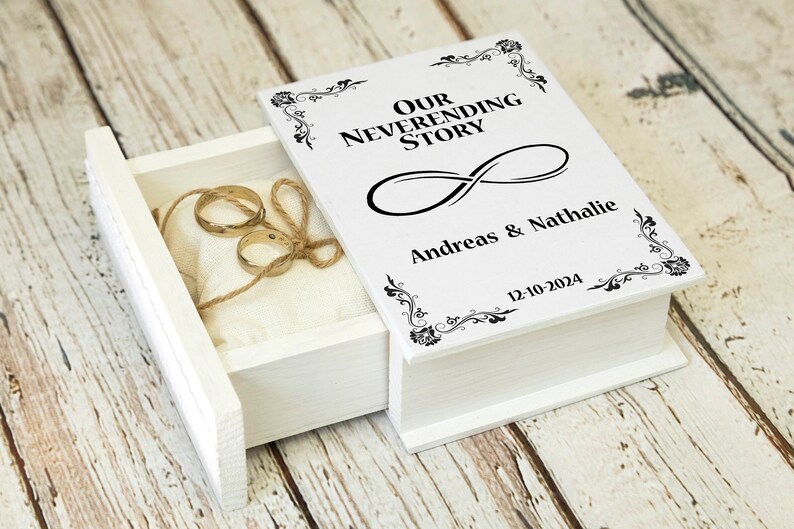 Personalized Neverending Story Book Ring Box, Rustic Wedding Ring ...
