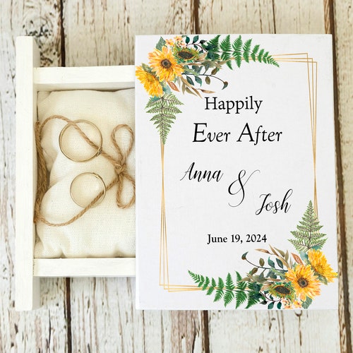 Personalized Ring Bearer Box Sunflowers Wedding Ring Box - Etsy
