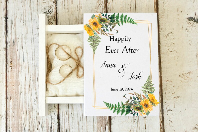 Personalized Ring Bearer Box Sunflowers Wedding Ring Box - Etsy