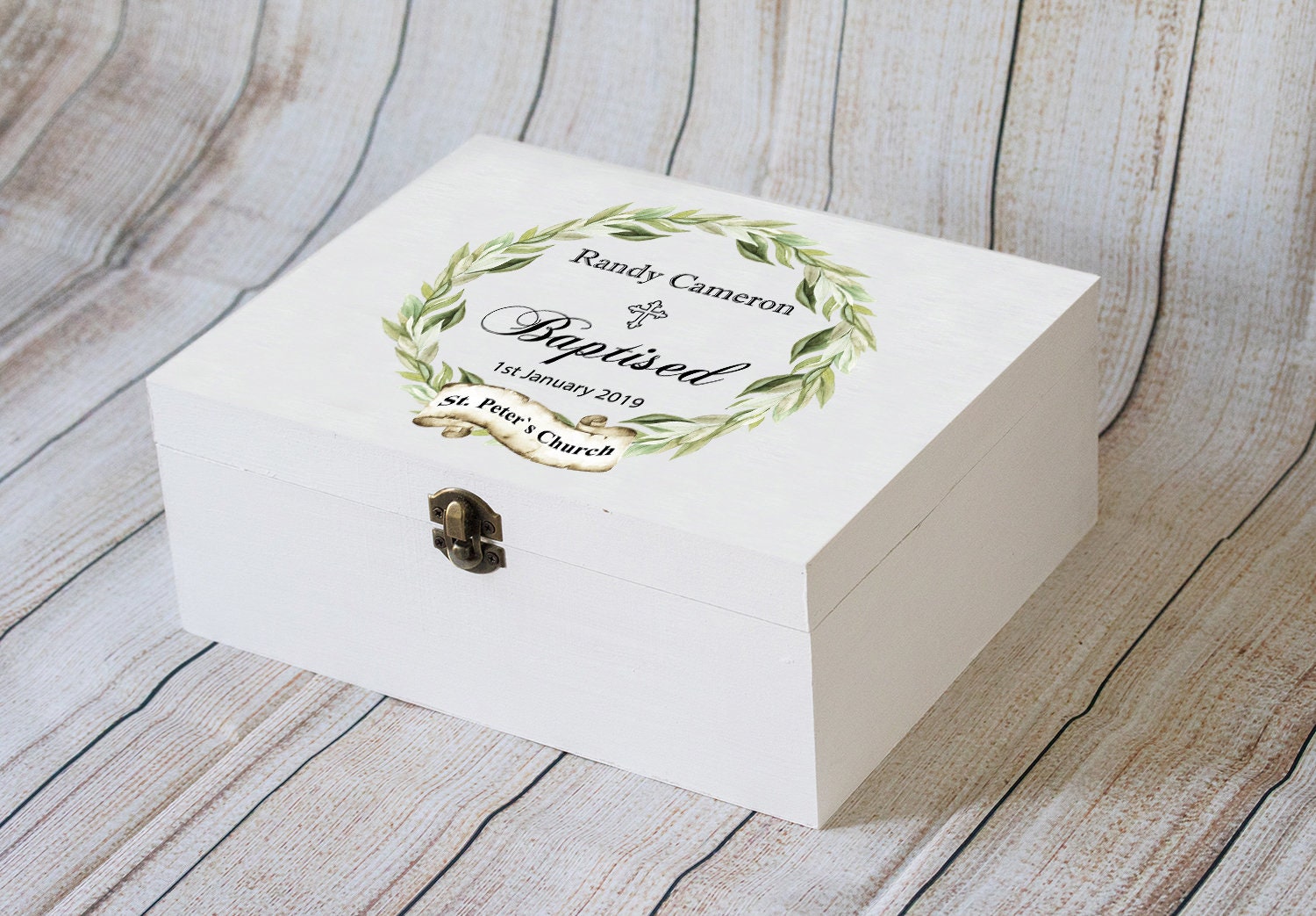 Personalized Baptism Memory Box Custom Christening Keepsake | Etsy