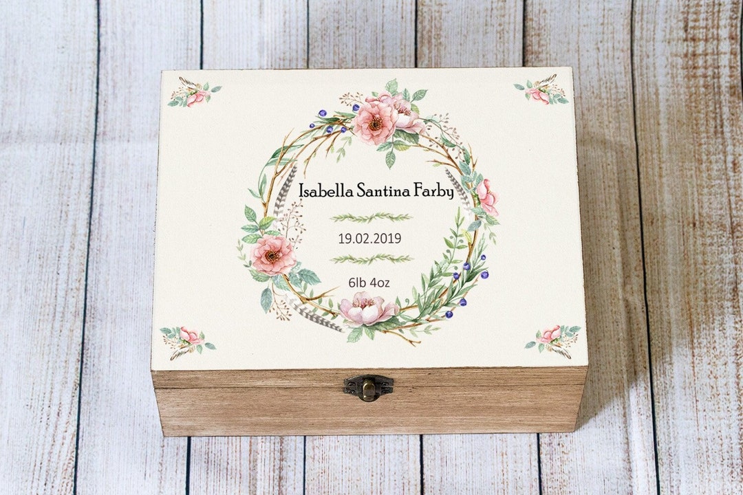 Personalised New Baby Keepsake, Memory Box, Custom Baby Gift Box ...