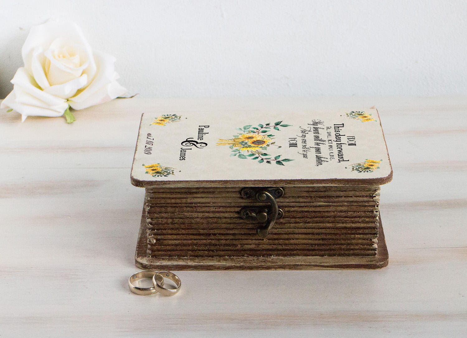 Personalized Wedding Ring Box Sunflowers Ring Bearer Box - Etsy UK