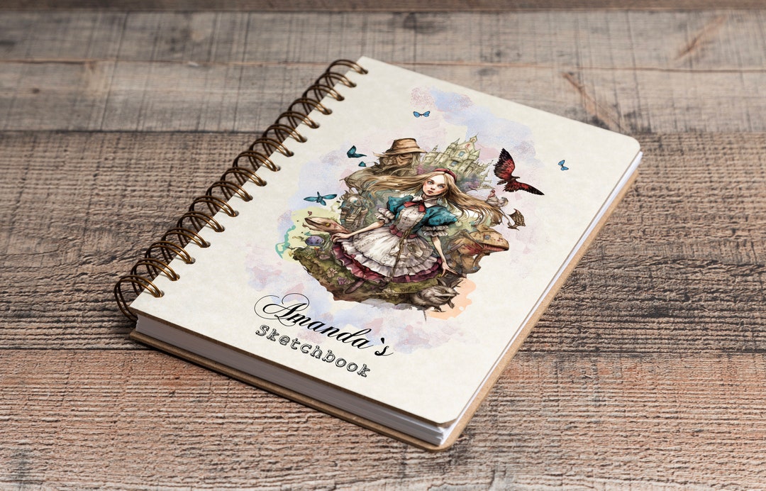 Alice in Wonderland Sketchbook, Personalized Gift, Personalised Drawing ...