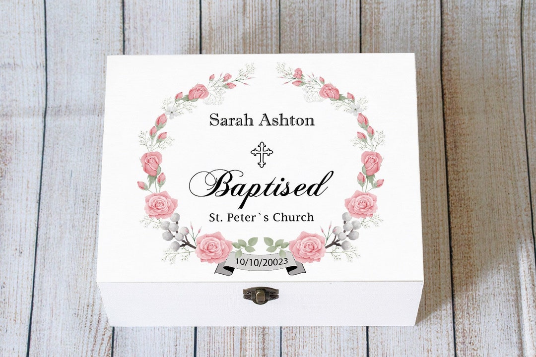 Christening Keepsake Box, Personalized Baptism Memory Box, Custom ...