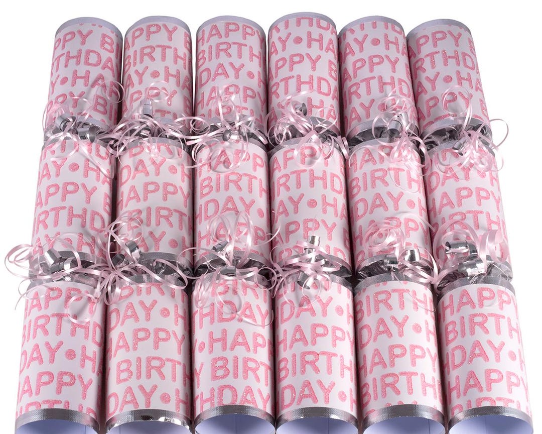 HAPPY BIRTHDAY Crackers-white N Pink, Handmade - Etsy
