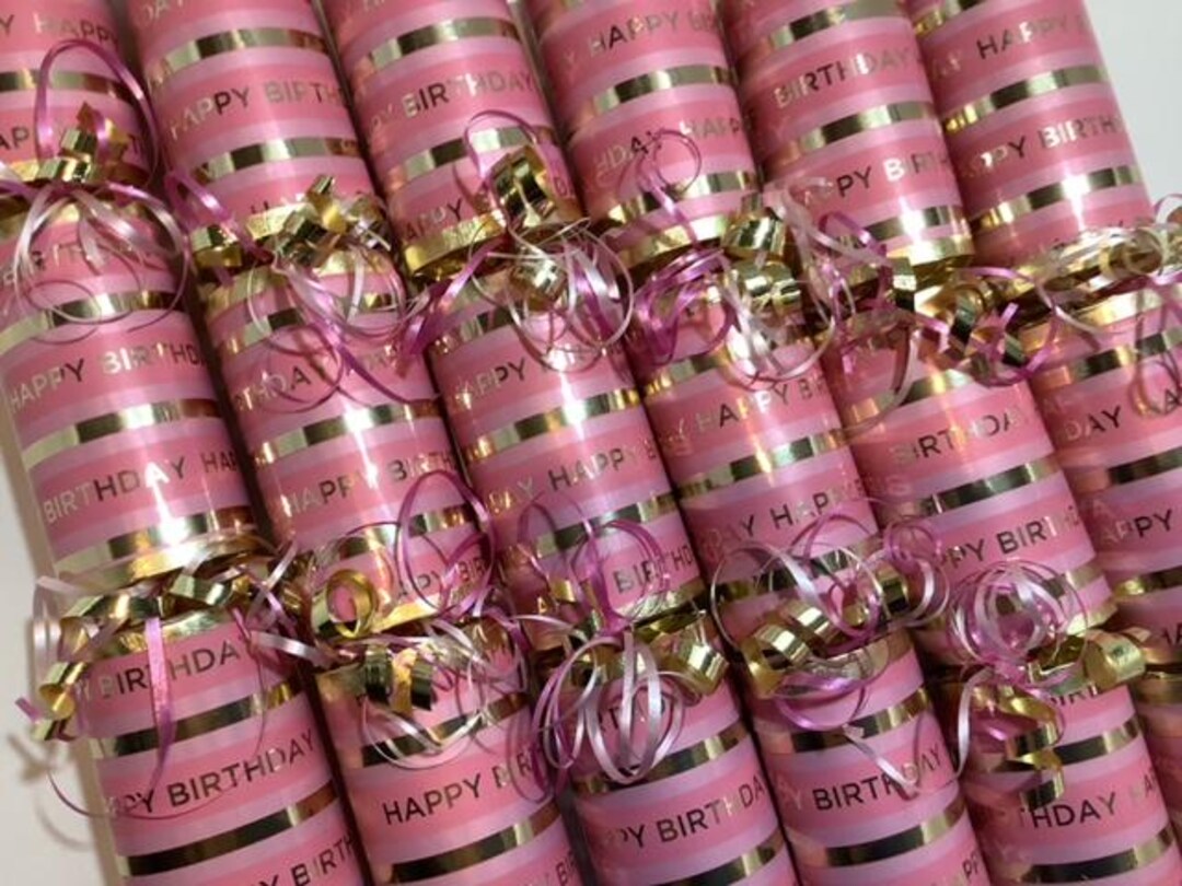 HAPPY BIRTHDAY Crackers-pink N Gold-box of Six - Etsy