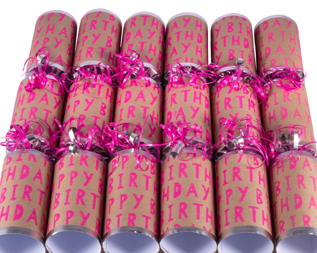 HAPPY BIRTHDAY Crackers-neon Pink Kraft - Etsy