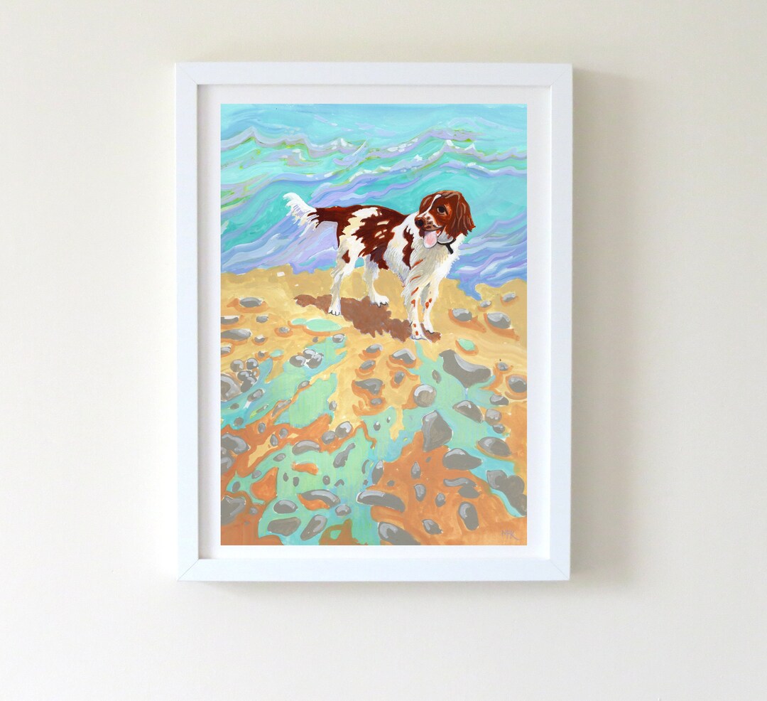 Springer Spaniel Beach Art Print: Dog Lover Gift (A4/A3) - Etsy