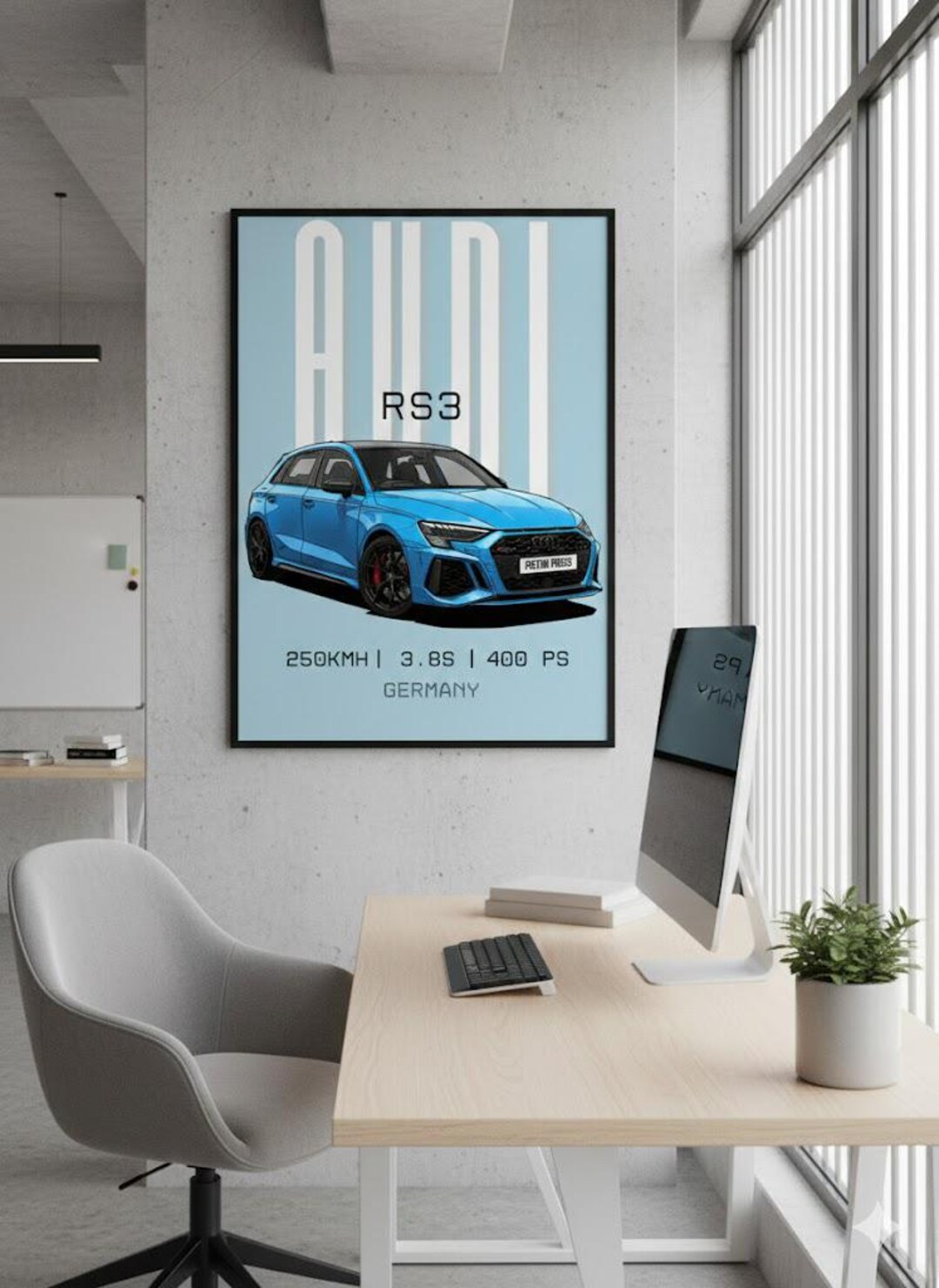 Retro Style German Car Poster - Porsche 911, VW Golf GTI, BMW M1, Audi ...