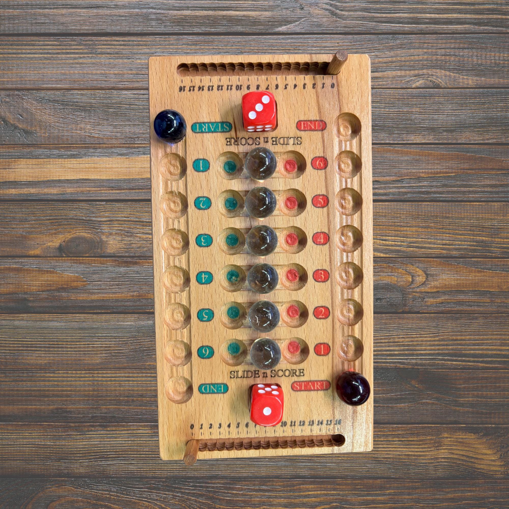 Handmade Wooden Strategy Board Game | Slide N Score | Wood Board With ...