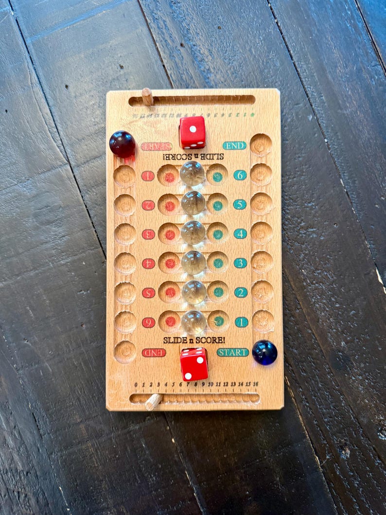 Handmade Wooden Strategy Board Game | Slide N Score | Wood Board With ...