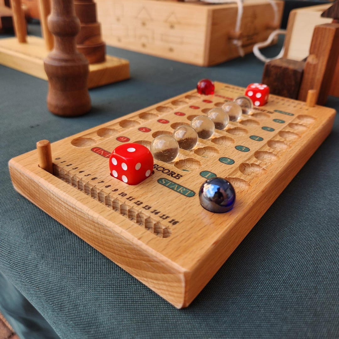 Handmade Wooden Strategy Board Game | Slide N Score | Wood Board With ...