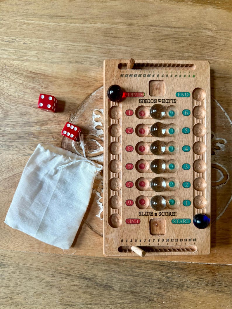 Handmade Wooden Strategy Board Game | Slide N Score | Wood Board With ...