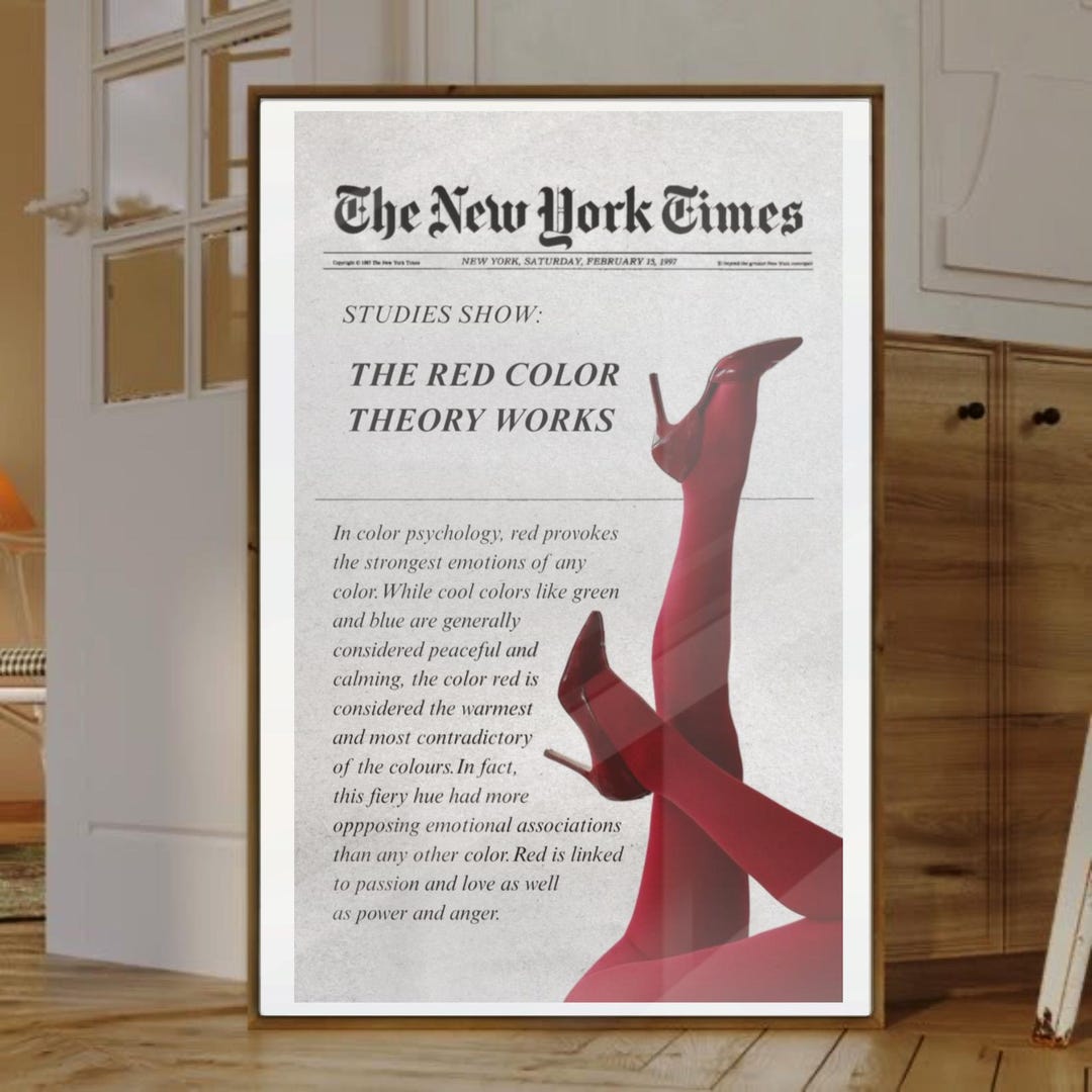 The Red Color Theoryfashion Poster (vintage Newspaper Aesthetic) - Etsy