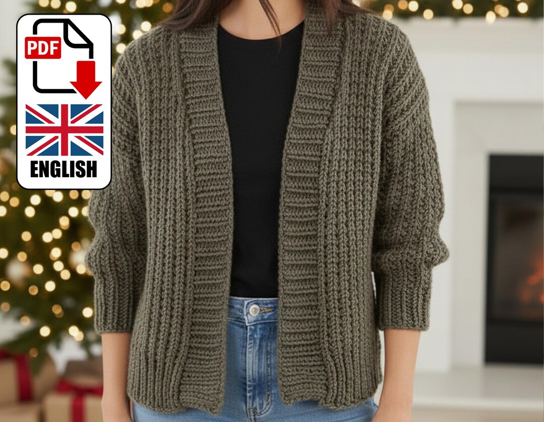 Chunky Ribbed Cardigan Knitting Pattern - Cozy & Stylish Open-front ...