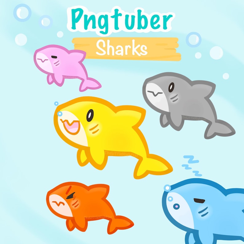 Shark Pngtubers | Kawaii/chibi Avatars for Summer Streaming | Twitch ...