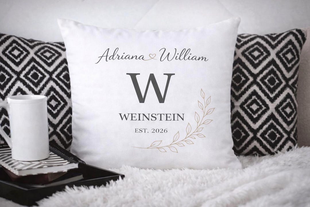 Custom Wedding Pillow, Personalized Couple Monogram Pillow, Anniversary ...