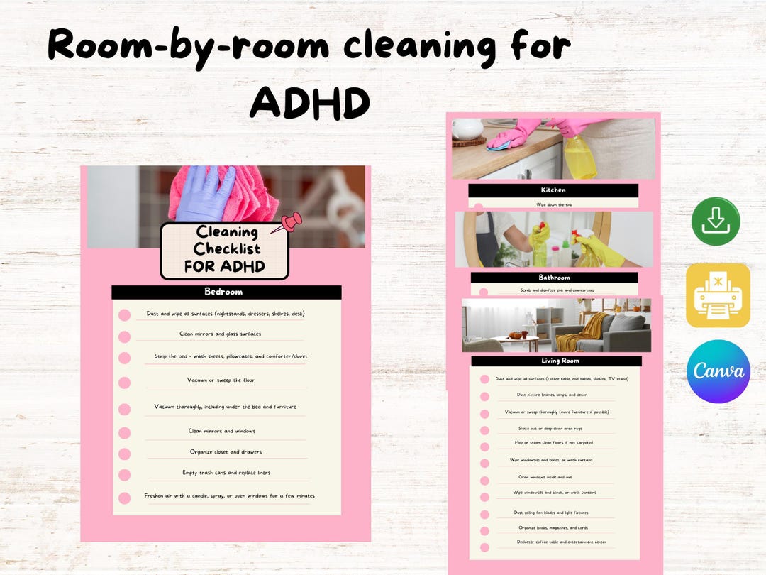 Cleaning Checklist for ADHD - Etsy