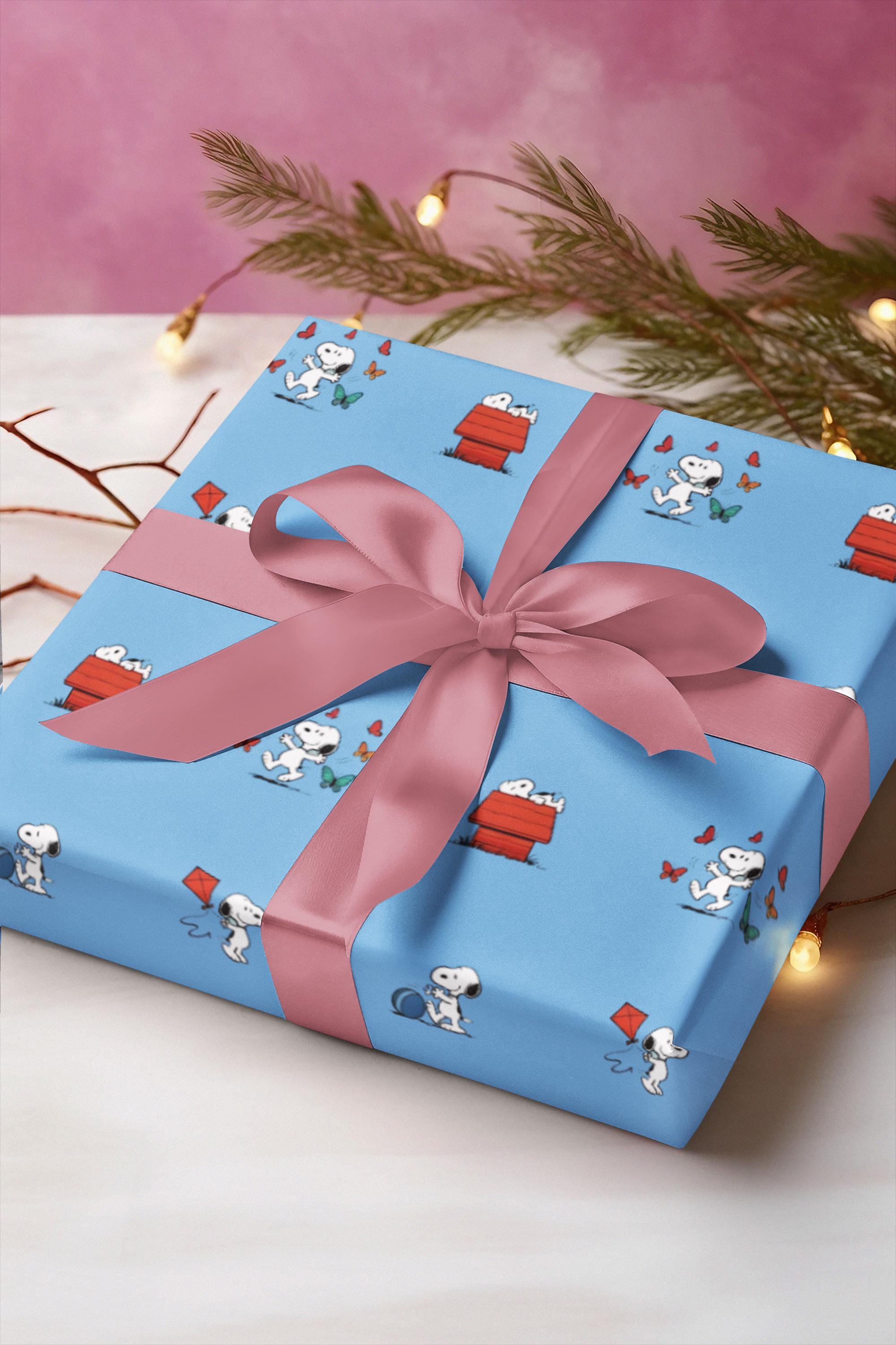 Blue Snoopy Wrapping Paper | Peanuts Comic Print - Etsy