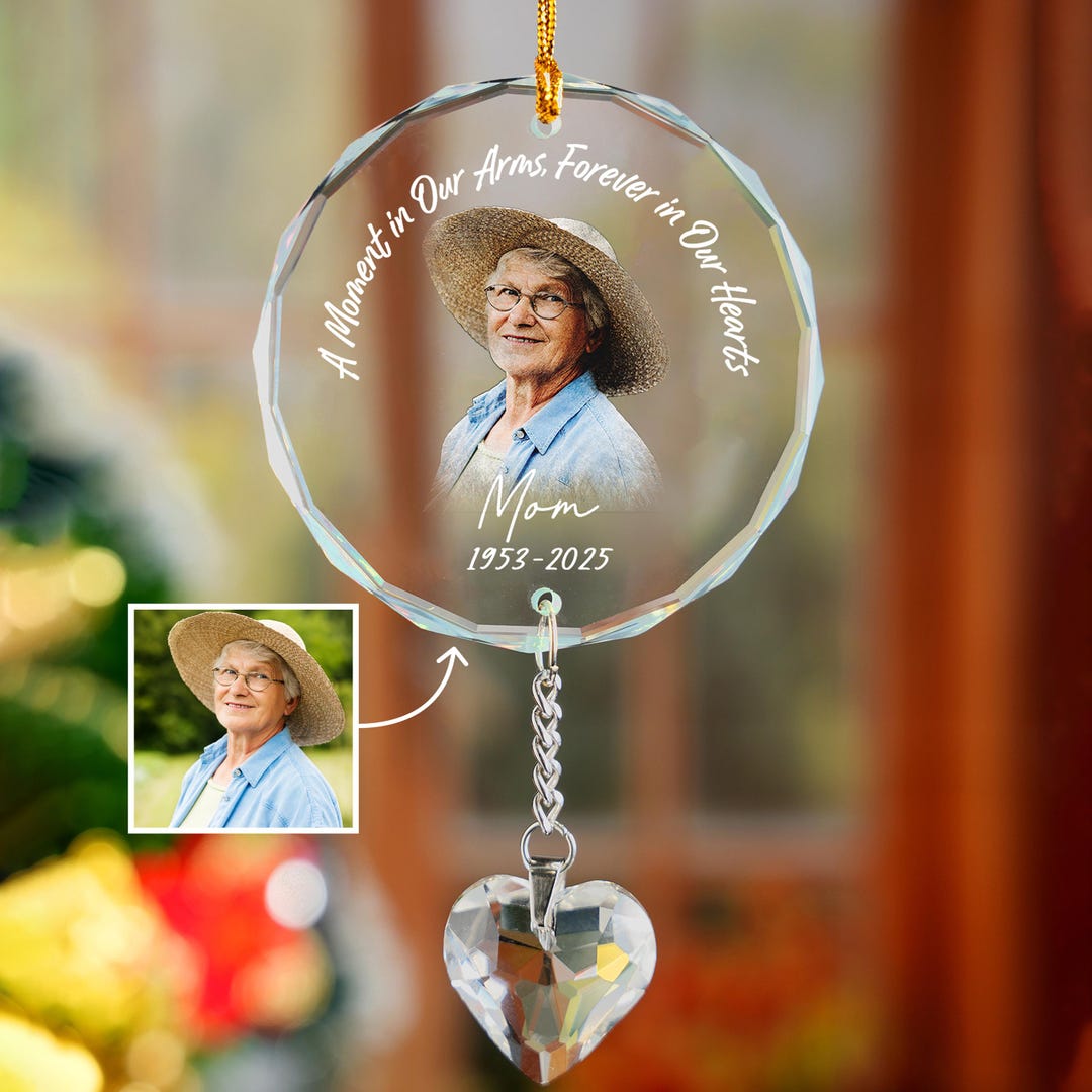 Photo Memorial Glass Ornament With Quote, Personalized Loss of Loved ...