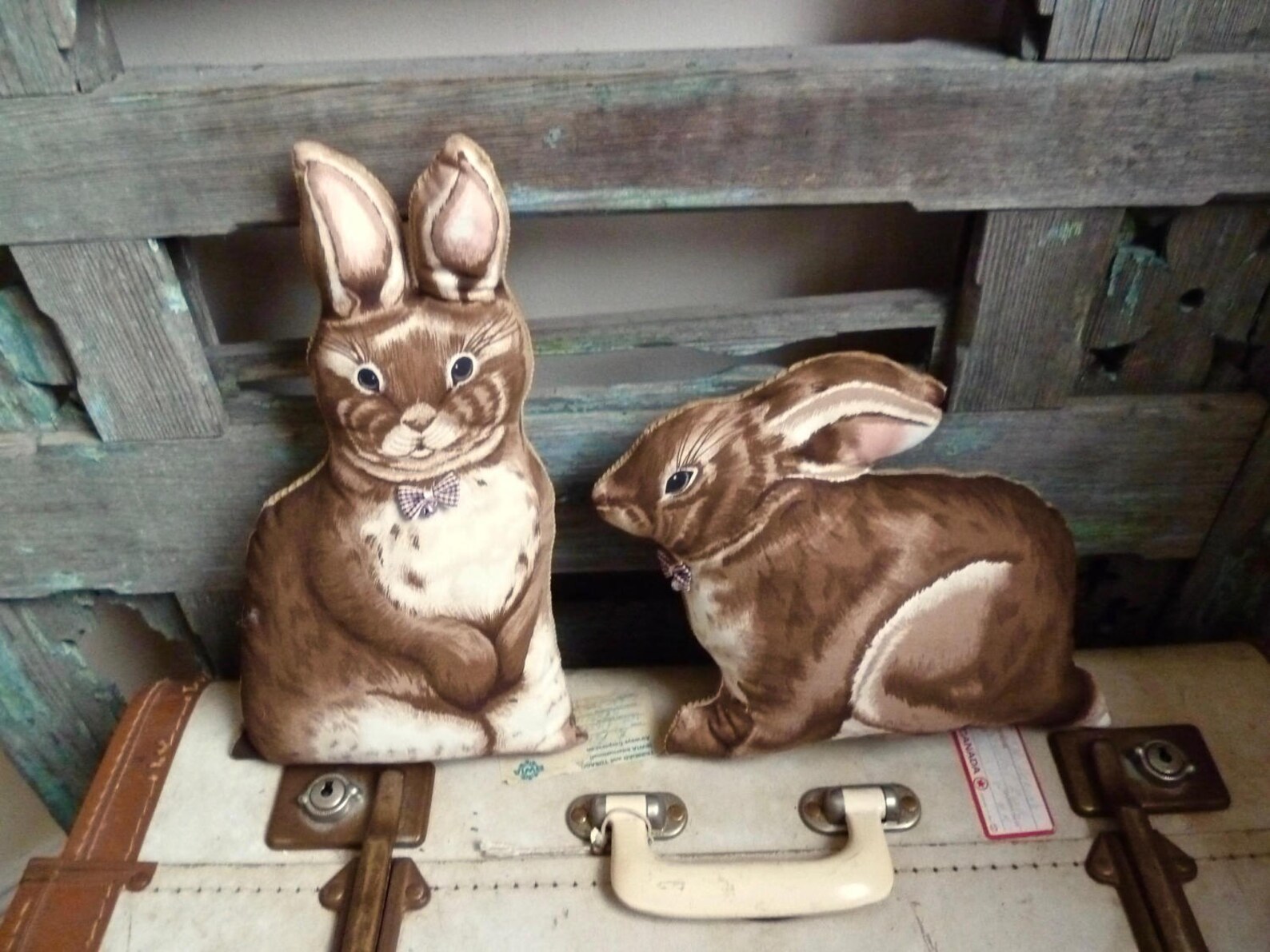 1970's Handmade Adorable Rabbit, Soft Toy, Country Rabbit, Brown and ...