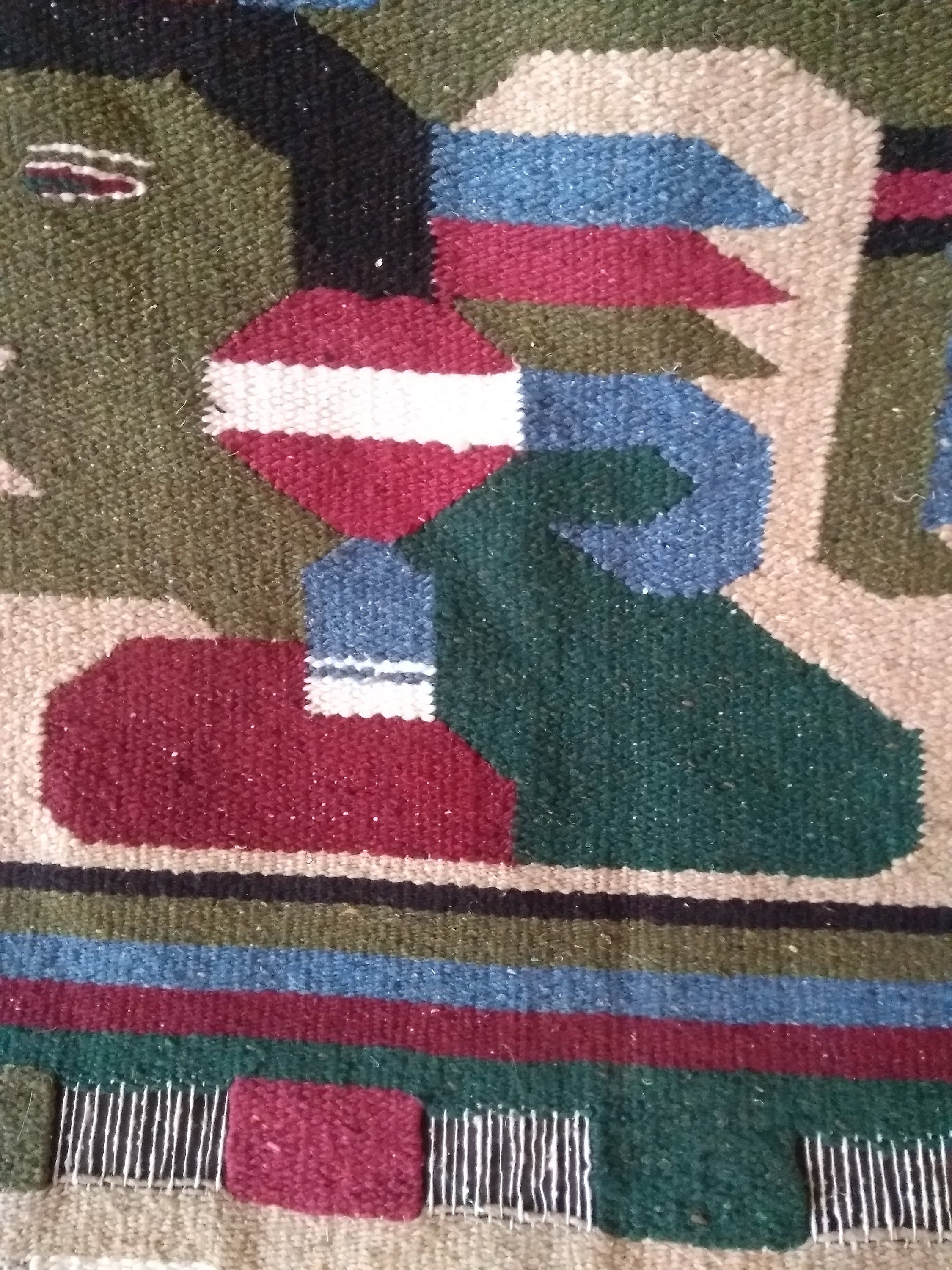 Vintage Aztec, Mayan, Incan Style Hand Woven Rug, Ethnic Folk Art ...