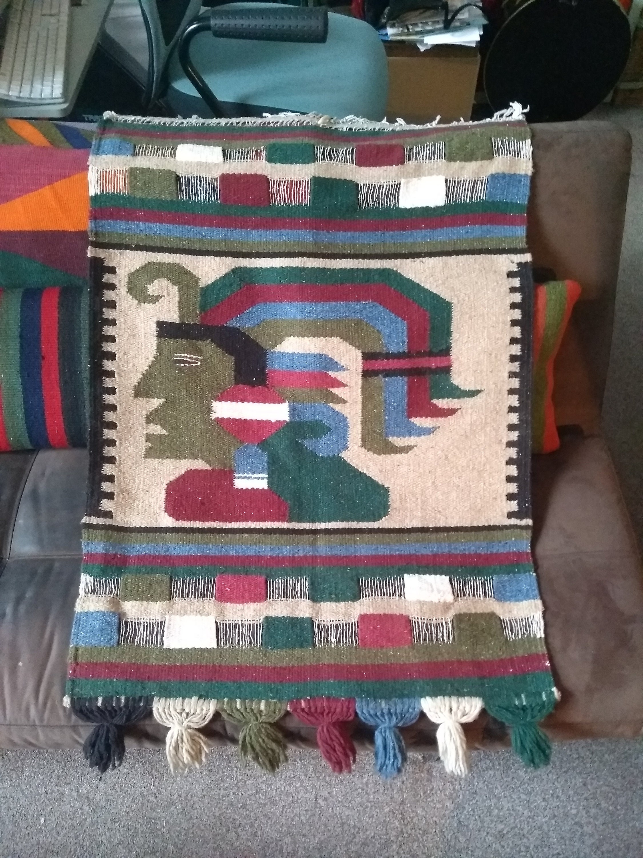 Vintage Aztec Mayan Incan Style Hand Woven Rug Ethnic Folk - Etsy