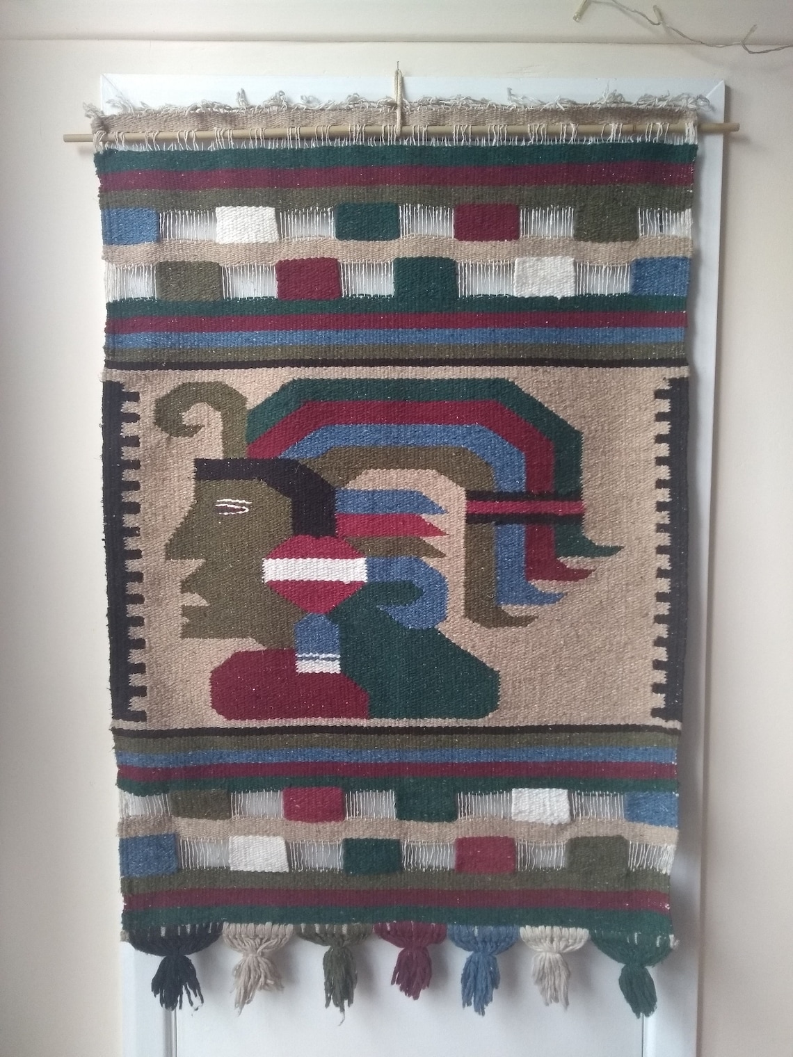 Vintage Aztec Mayan Incan Style Hand Woven Rug Ethnic Folk | Etsy