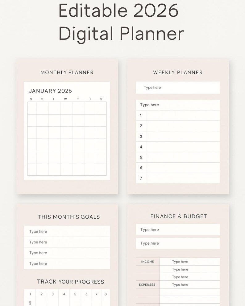 Editable Digital Planner - Etsy