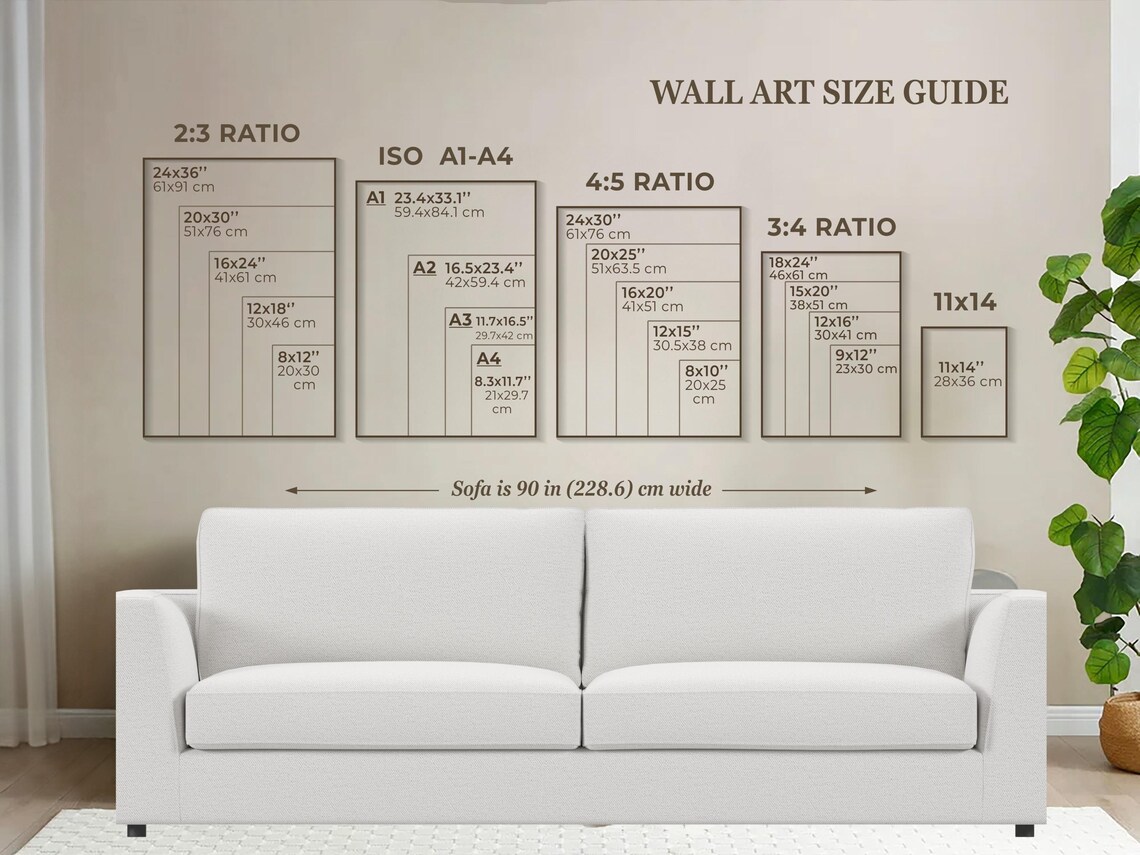 Printable Wall Art Size Guide, Poster Size Chart, Ratios 4:5 A Size ...