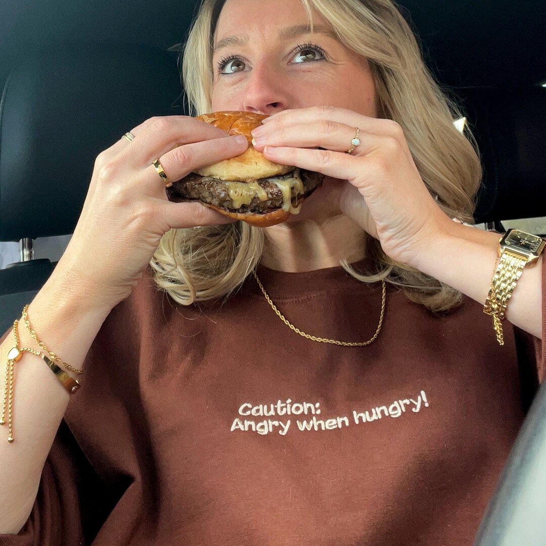 Caution: Angry When Hungry! - Funny Quote - Embroidered Tee, Sweatshirt ...