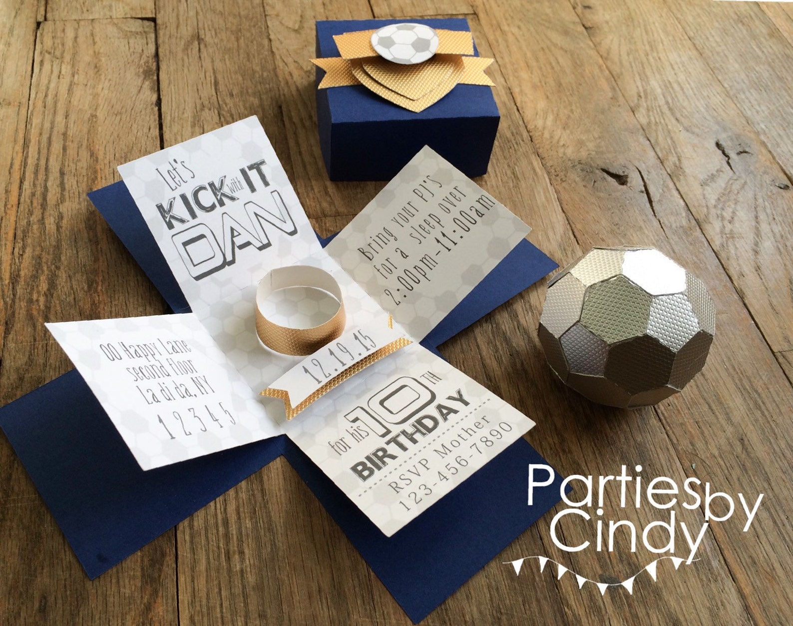 Lets Kick It, Soccer Exploding Box Invitations - Etsy