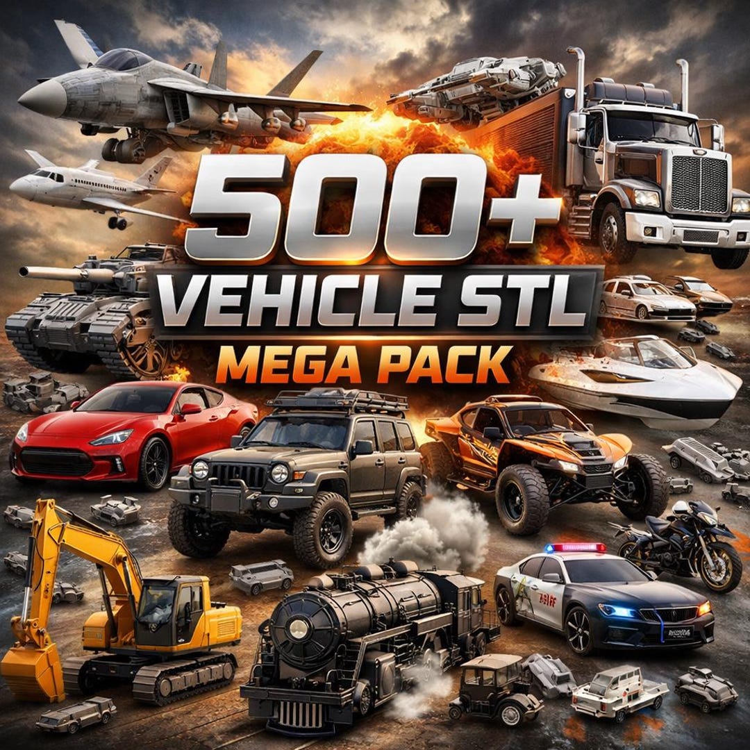 500+ Vehicle STL Pack Bundle – Race Cars, Planes, Trains, Trucks & Cars ...