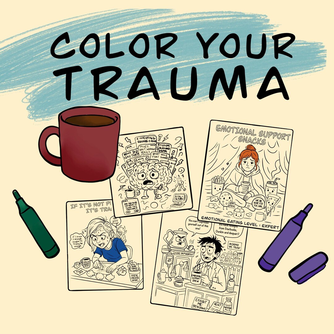 Color Your Trauma -funny Coloring Book – Mental Health Humor (digital ...