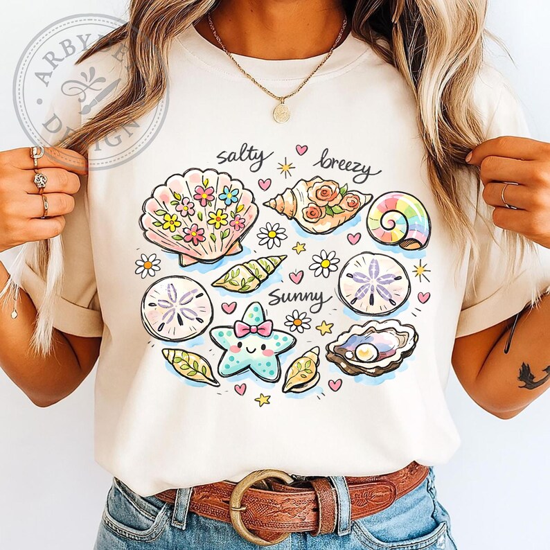 Seashell PNG Beach Shirt Design Summer Sublimation Design Costal Decor ...