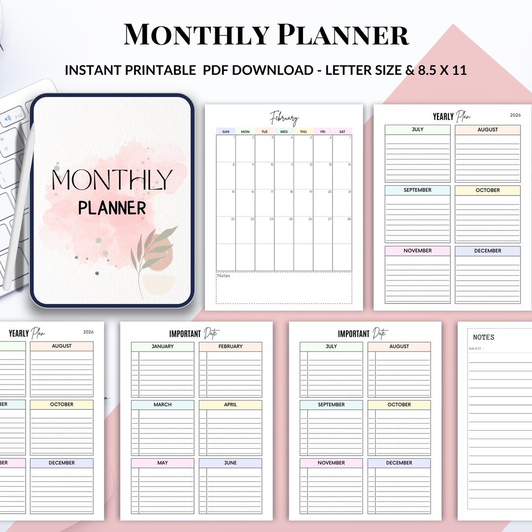 2026 Monthly Planner Printable | Minimalist Calendar (PDF) - Etsy