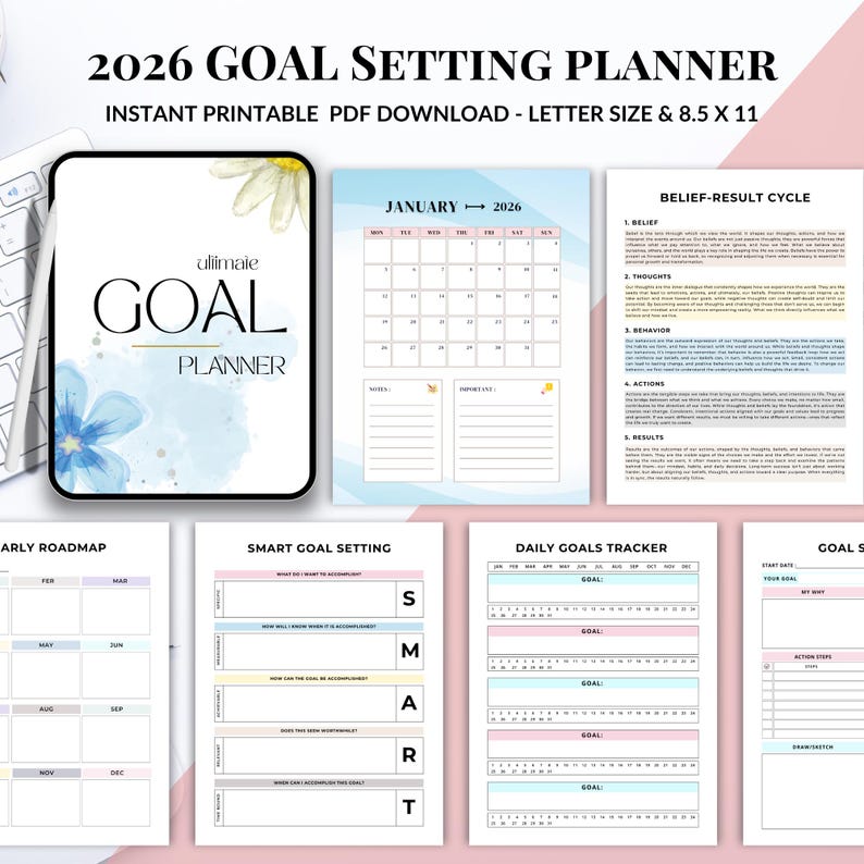 2026 Goal Setting Planner Printable | Productivity Planner | Vision ...