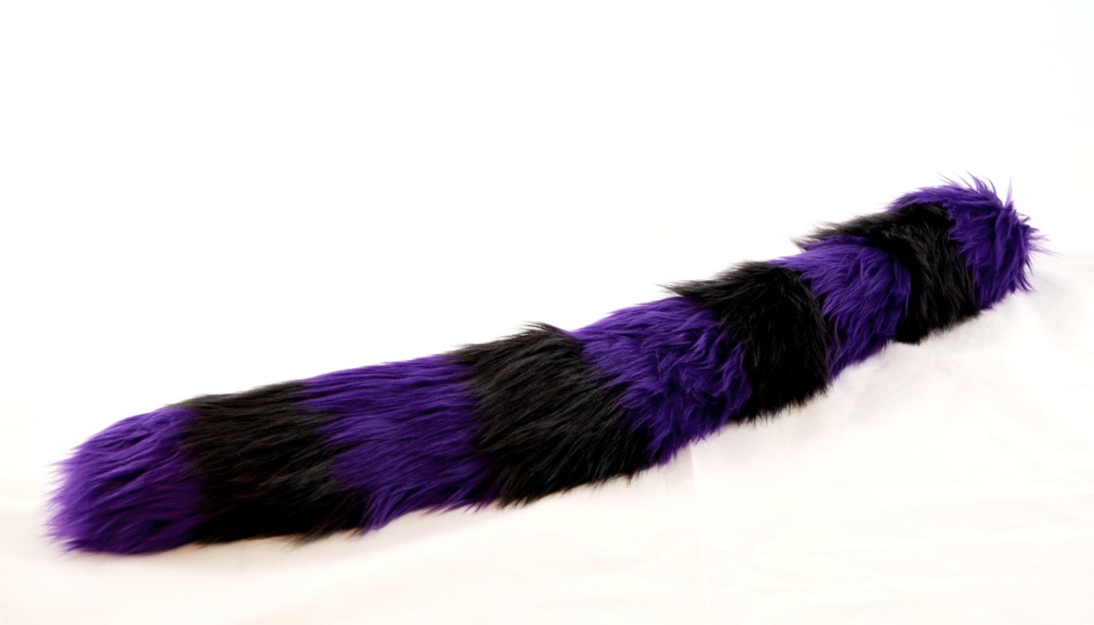 Purple Cat Tail With Black Stripes Faux Fur Kitty Tail - Etsy