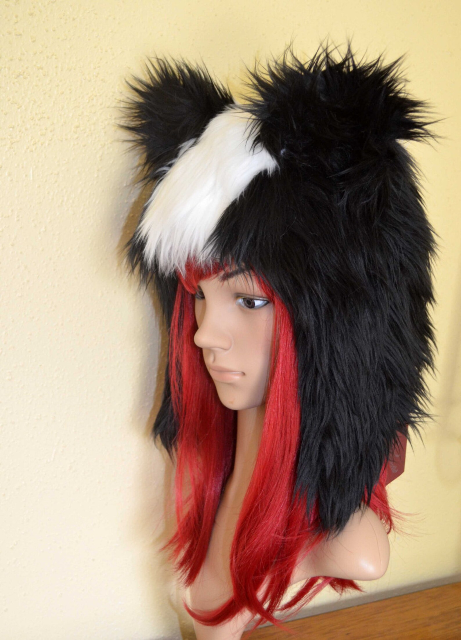 Skunk Hat Faux Fur Animal Hat in Black and White - Etsy