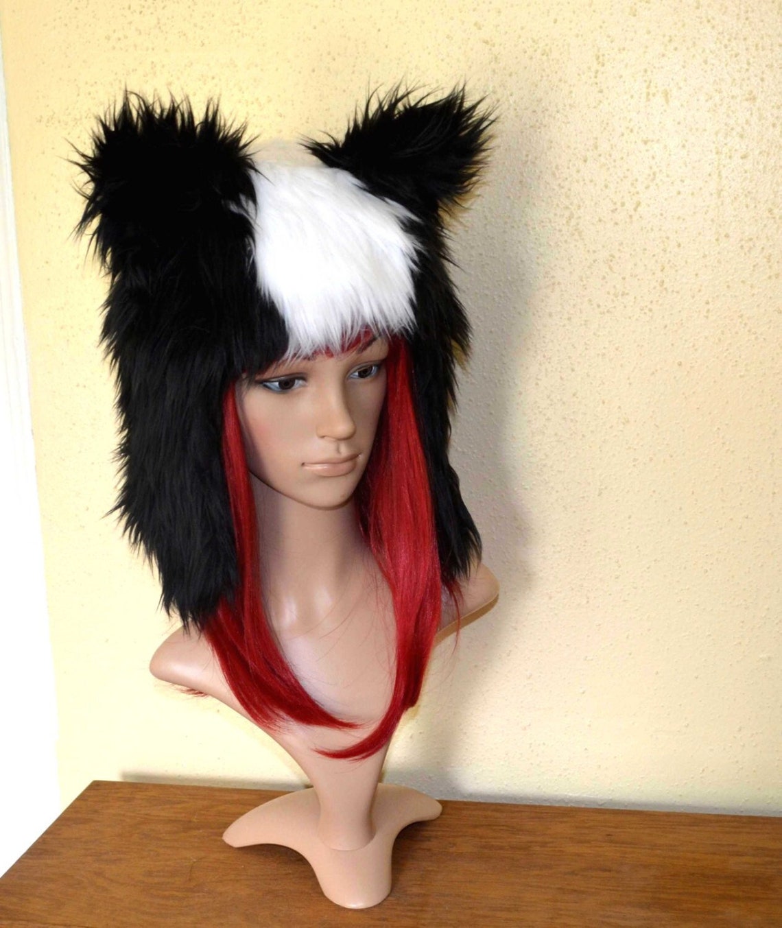 Skunk Hat Faux Fur Animal Hat in Black and White - Etsy