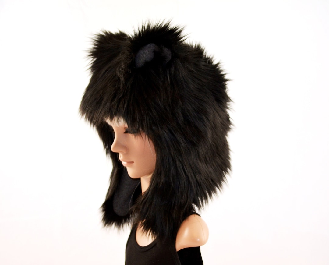Black Bear Hat Faux Fur - Etsy