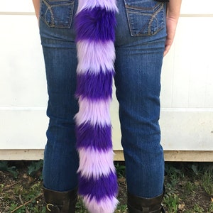 Purple Cat Tail Faux Fur Kitty Tail With Lavender and Dark Purple ...