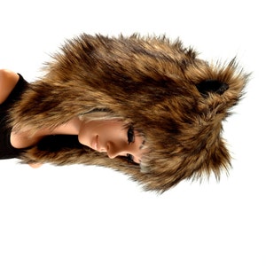Brown Wolf Hat Faux Fur Animal Hat Werewolf | Etsy