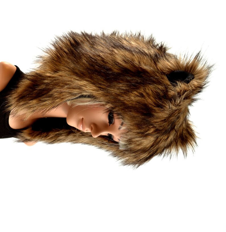 Brown Wolf Hat Faux Fur Animal Hat Werewolf | Etsy