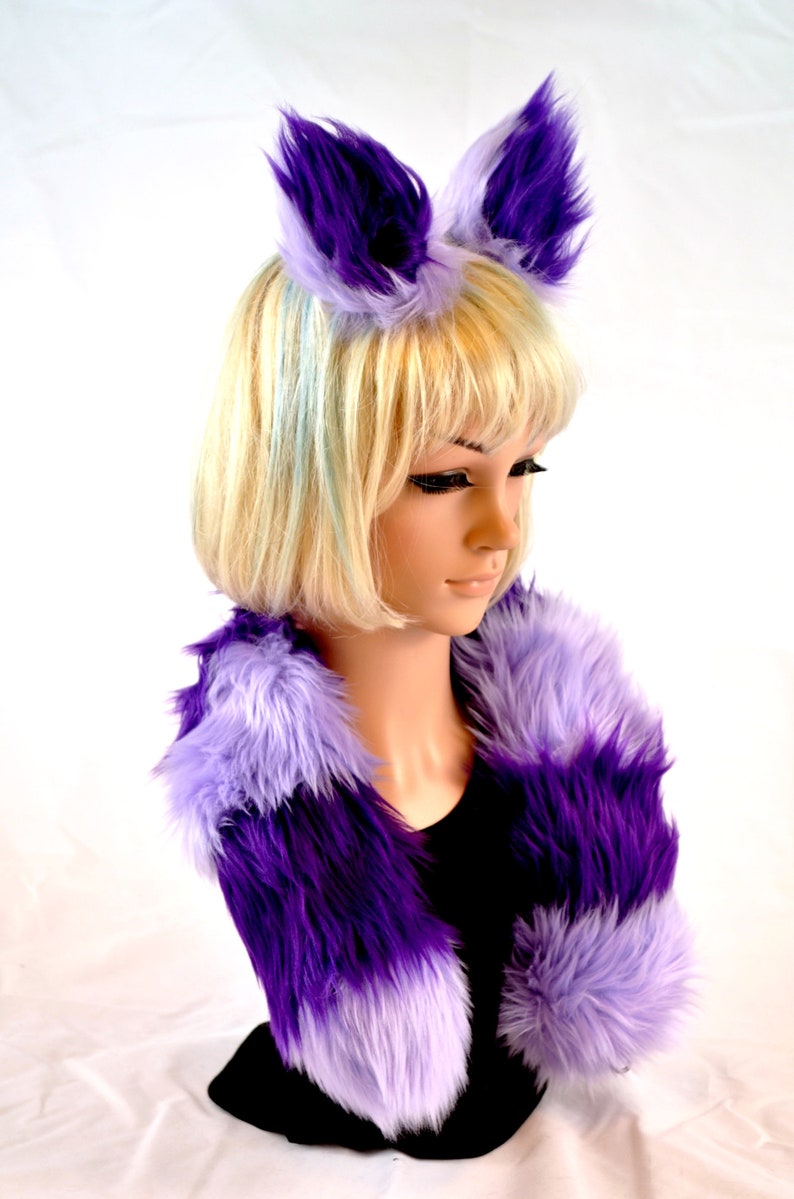 Purple Cat Ear Tail Clip on Combo in Light and Dark Purple - Etsy