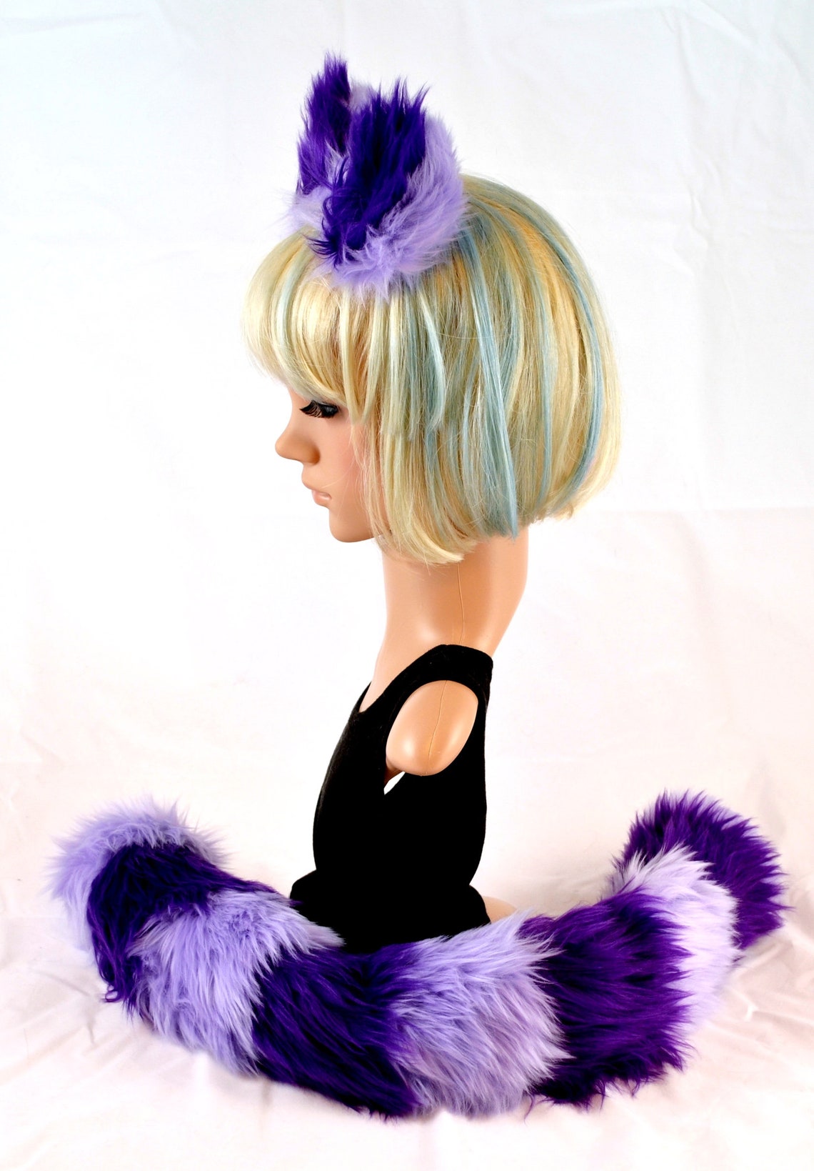 Purple Cat Ear Tail Clip on Combo in Light and Dark Purple - Etsy
