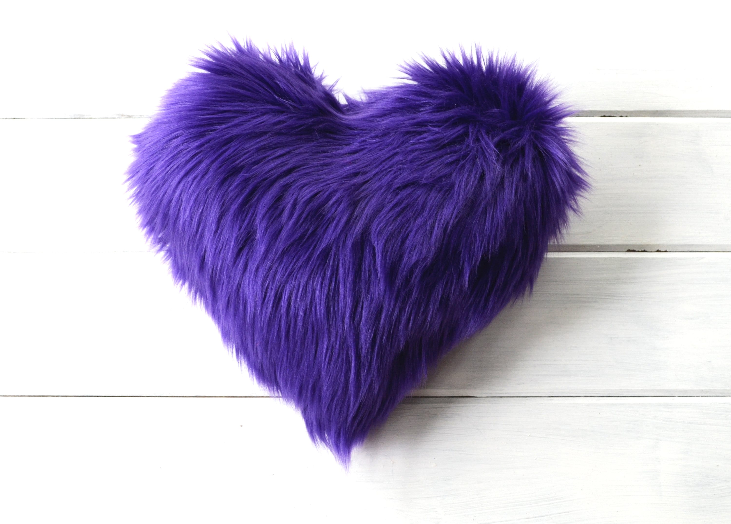 Cobalt Blue Faux Fur Heart Shaped Decorative Throw Pillow
