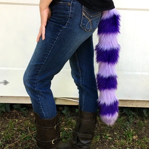 Purple Cat Tail Faux Fur Kitty Tail With Lavender and Dark Purple ...